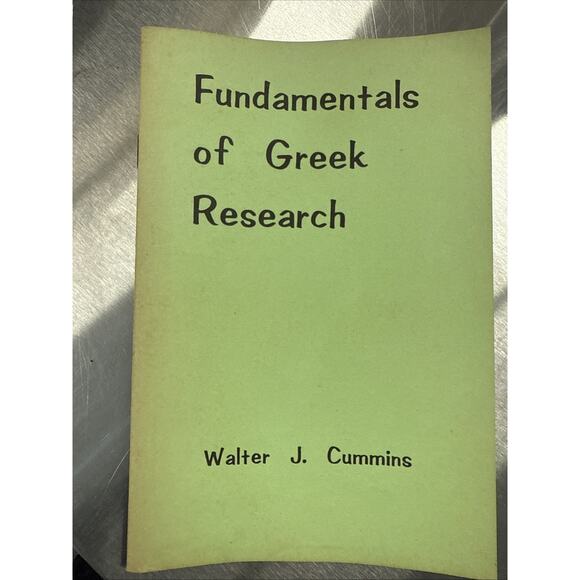 Other | Fundamentals Of Greek Research Walter J Cummins | Poshmark
